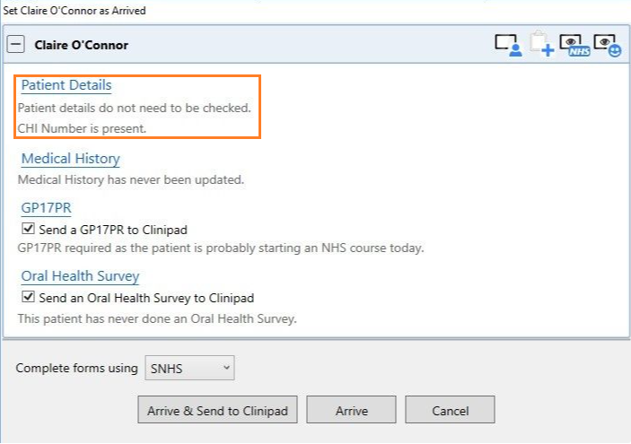 GP17PR part 1 and CHI - arriving the patient (Clinipad) – EXACT Help Centre