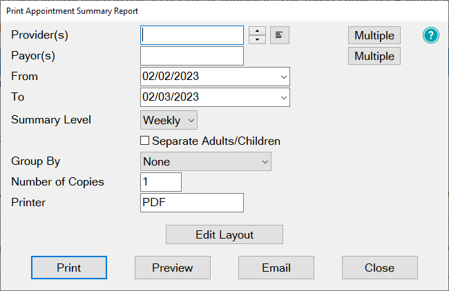 Appointment summary report – EXACT Help Centre