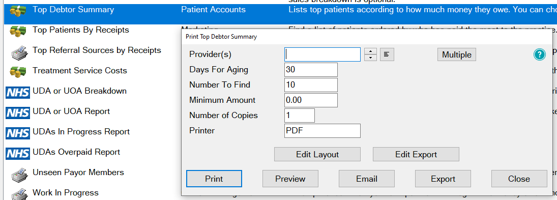 Top Debtor Summary Report – EXACT Help Centre