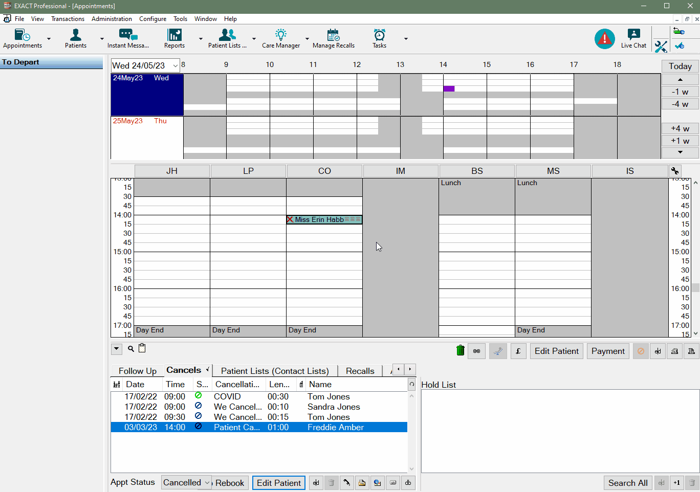 Patient and appointment audit – EXACT Help Centre