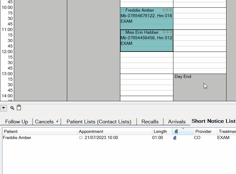 Adding Appointments to the Short Notice List – EXACT Help Centre