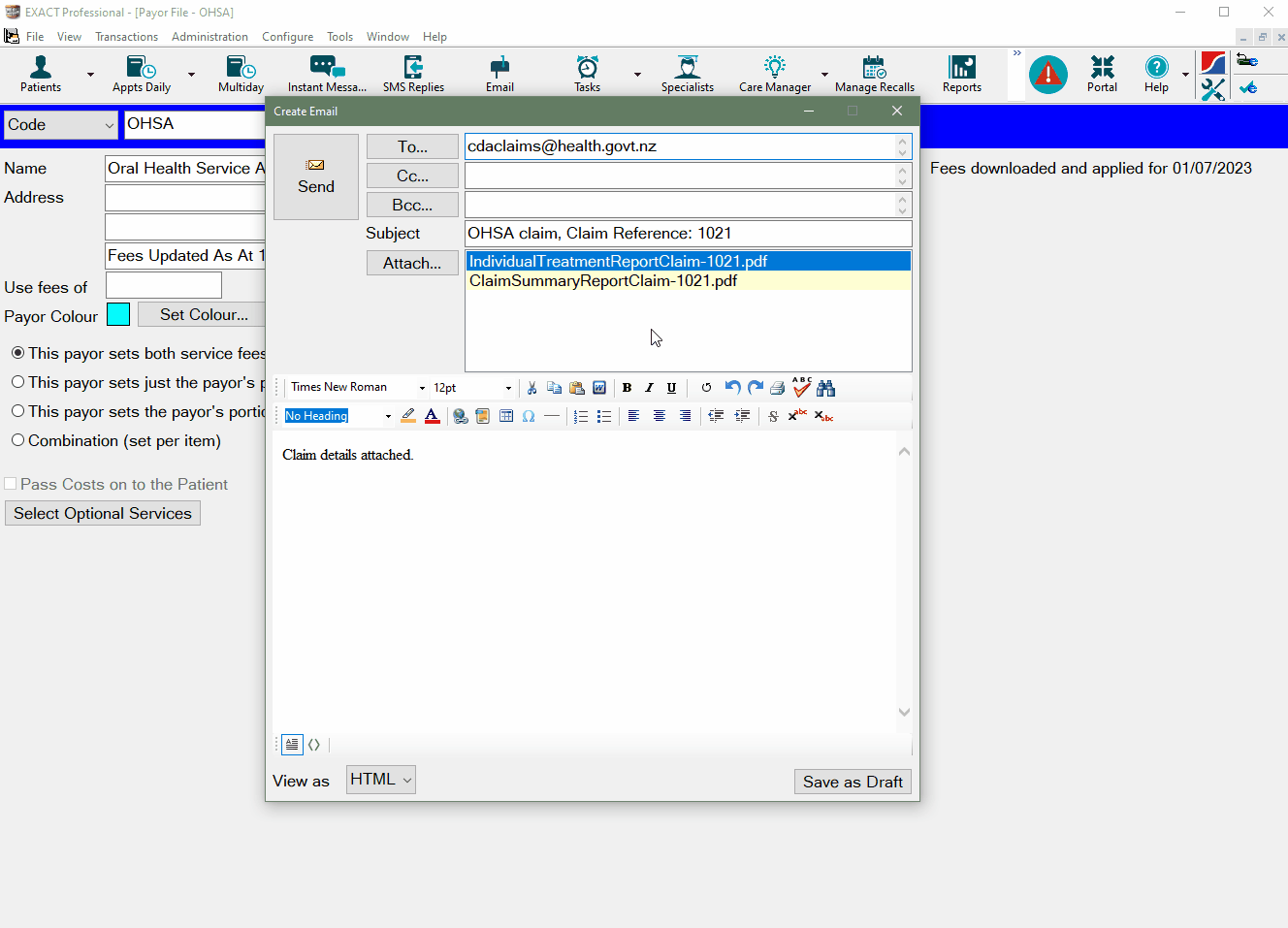 Ministry of Health (MoH) email claiming – EXACT Help Centre