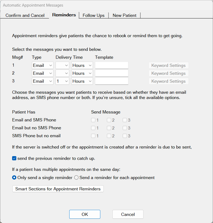 Configuring automatic appointment reminders – EXACT Help Centre