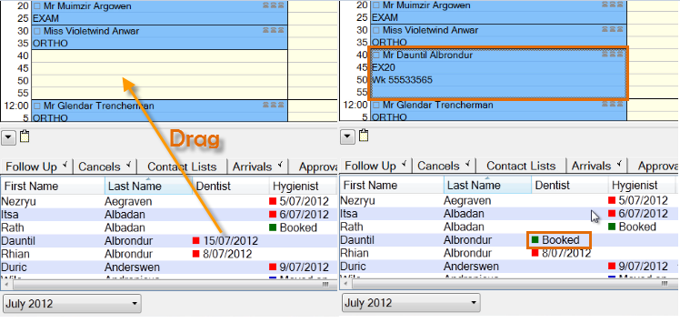 Appointment Book: Recalls Tab – EXACT Help Centre