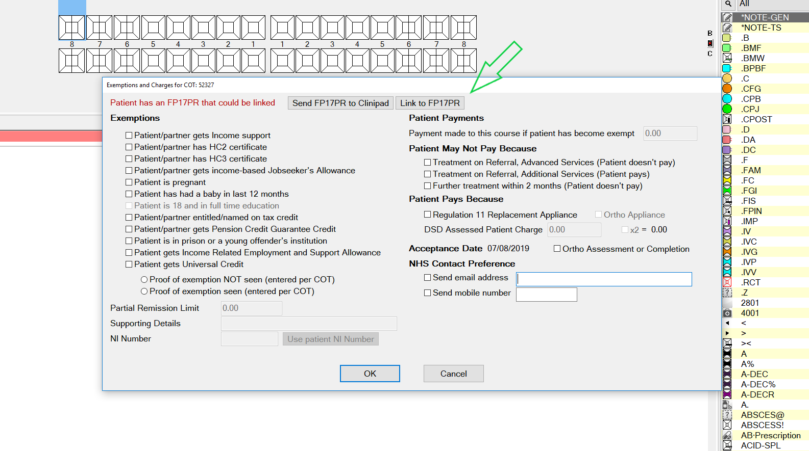 Linking a FP17PR / FP17PRW to a course of treatment – EXACT Help Centre