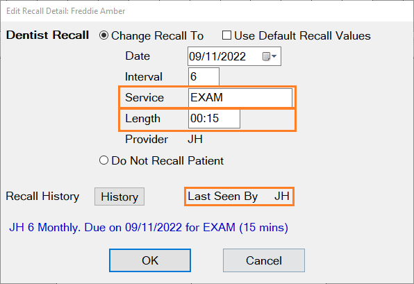 Appointment Book: Recalls Tab – EXACT Help Centre